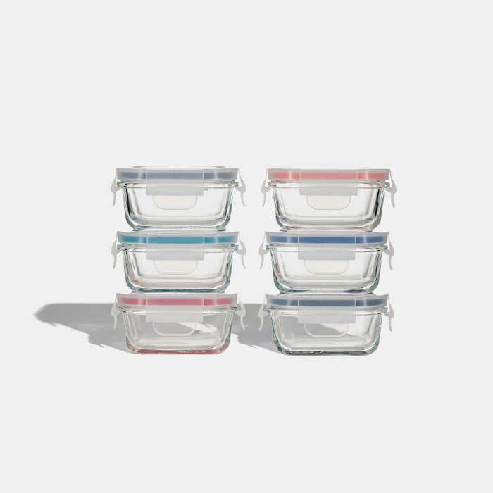 Rectangular Mini Glass Food Storage Containers with Lids, Heat‑Resistant