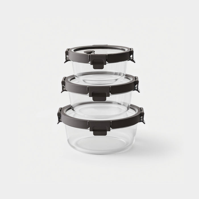 Round Glass Food Storage Containers with Lids, Heat-Resistant & Leak ...