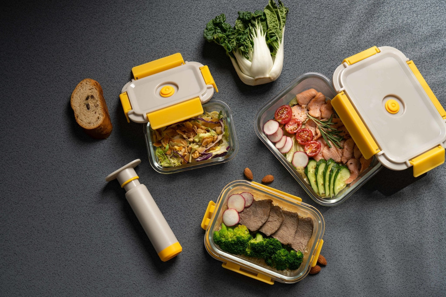 Yellow GENI-FRESH Glass Containers & Manual Pump – Genicook