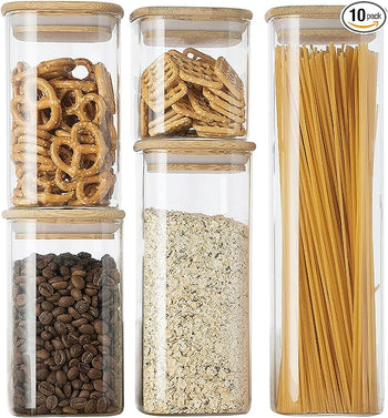 Genicook Glass Food Storage Jars,Spaghetti Pasta Storage Container ...