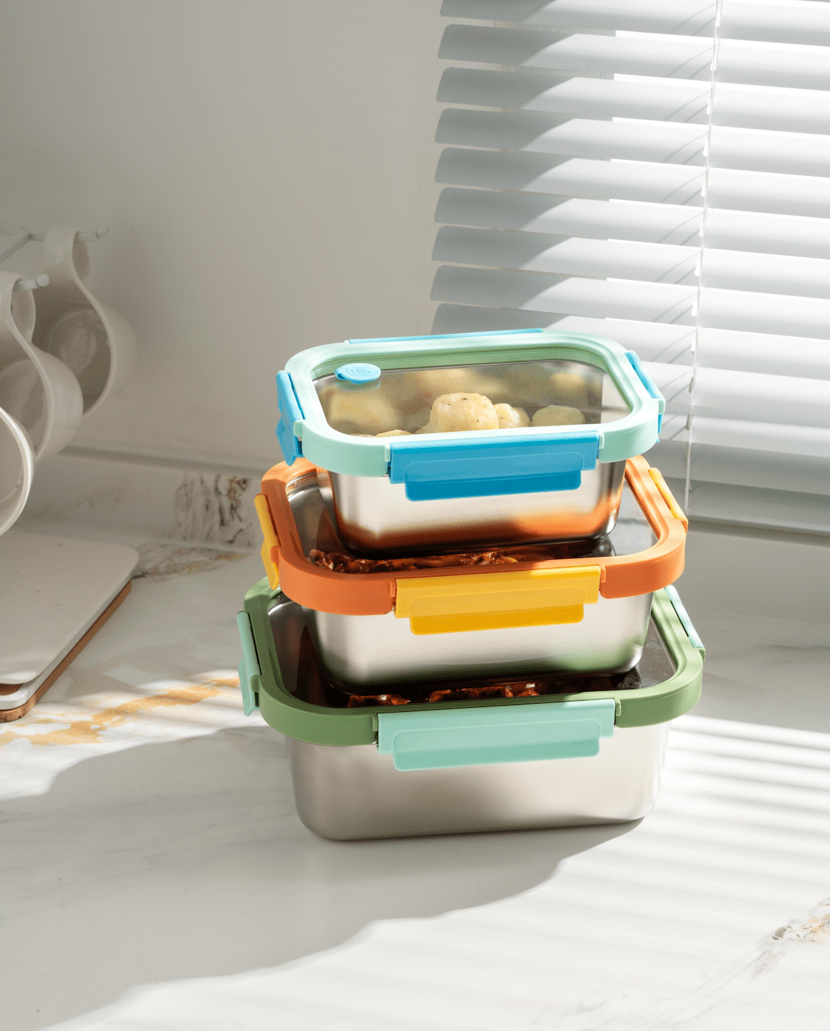 Genicook Mix & Match Stainless Steel Microwave Safe Container Set with ...